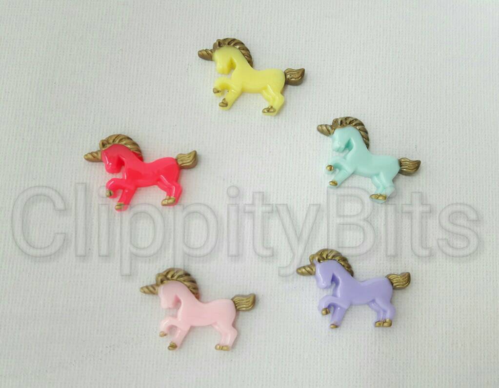 30mm Unicorn Character Resin Flatbacks - Clippitybits