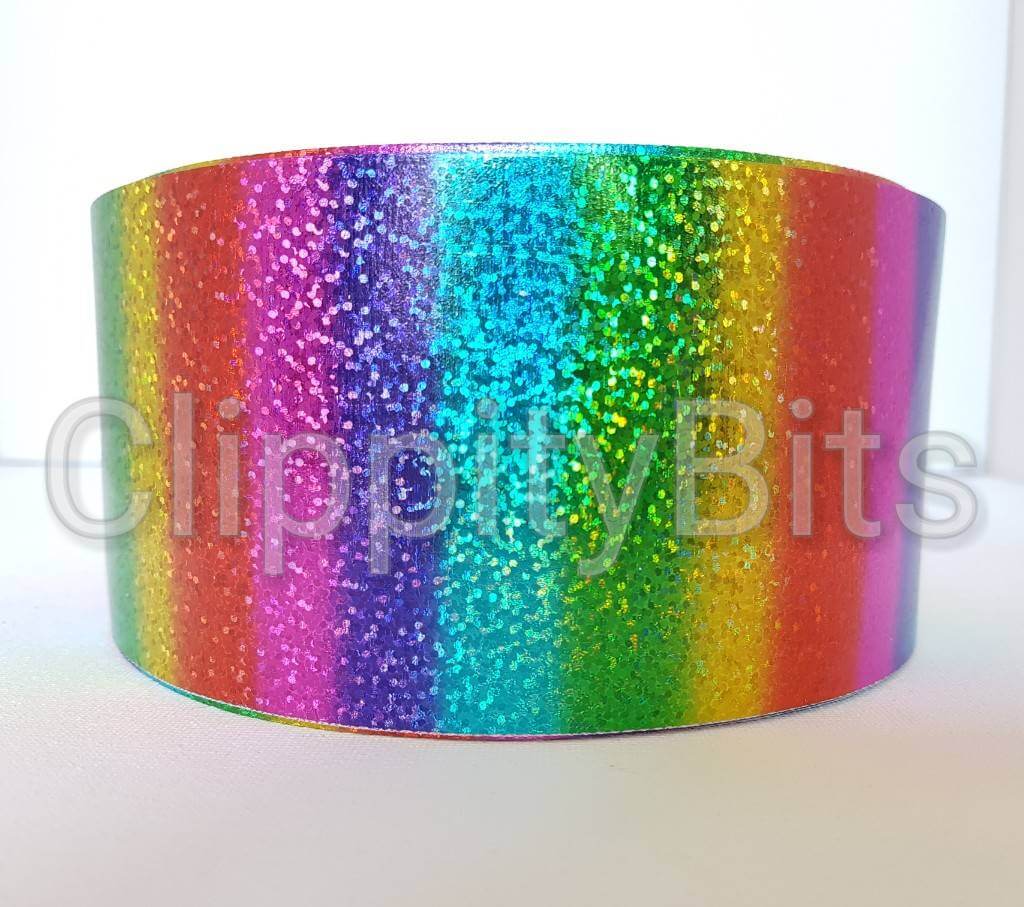 75mm 3" Rainbow Ombre Metallic Glossy Grosgrain Ribbon ( 1 metre ...
