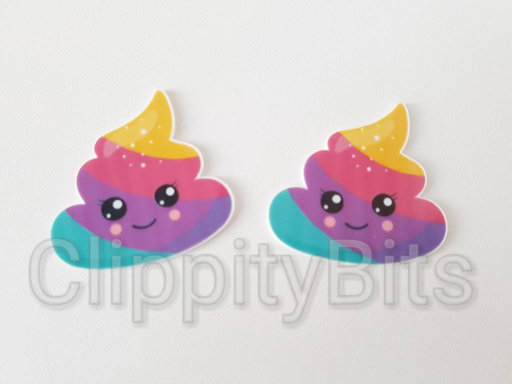 45mm Laser Cut Rainbow Poo Poop Planar Resin Flatback - Clippitybits