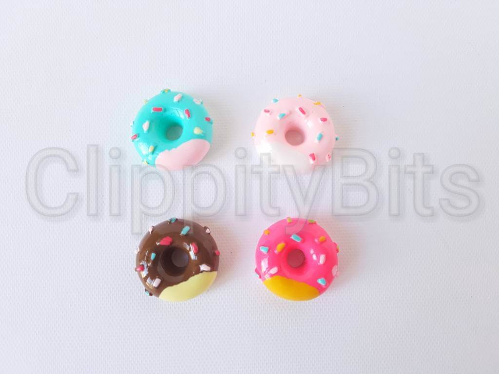 22mm Chunky Multicoloured Doughnuts Donuts Flatback Resins - Clippitybits