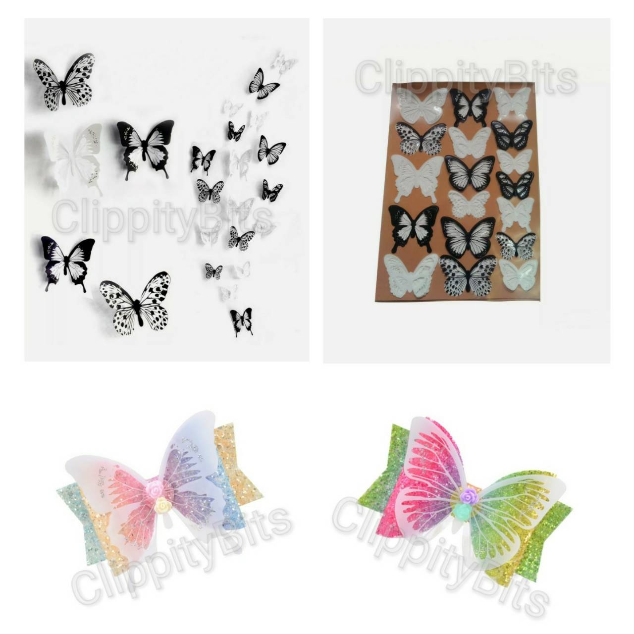Pack of 18 Mixed size PVC Butterflies Butterfly Wings Decals - Clippitybits