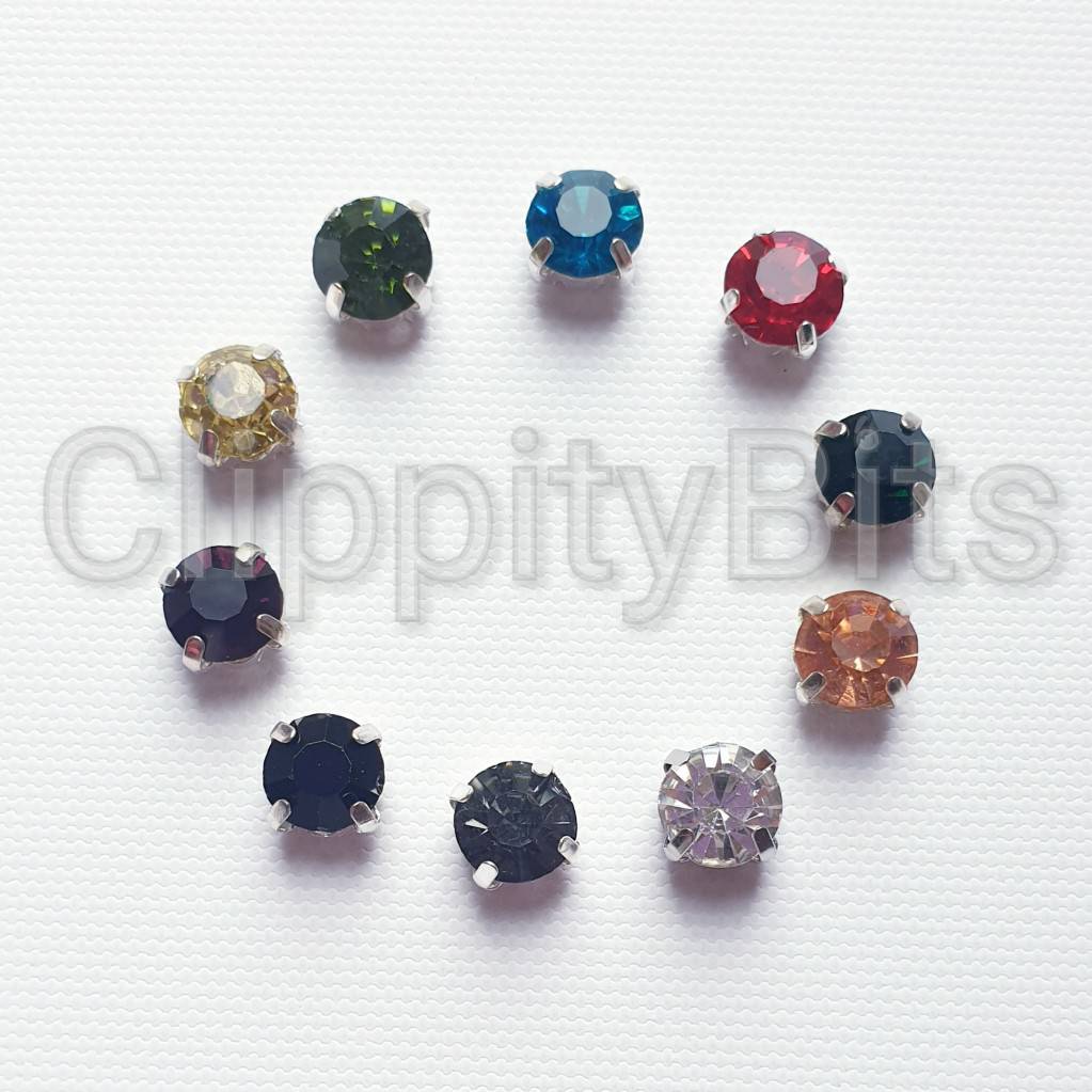 8mm Sew on Claw Rhinestone Bling Stone Gems - Clippitybits