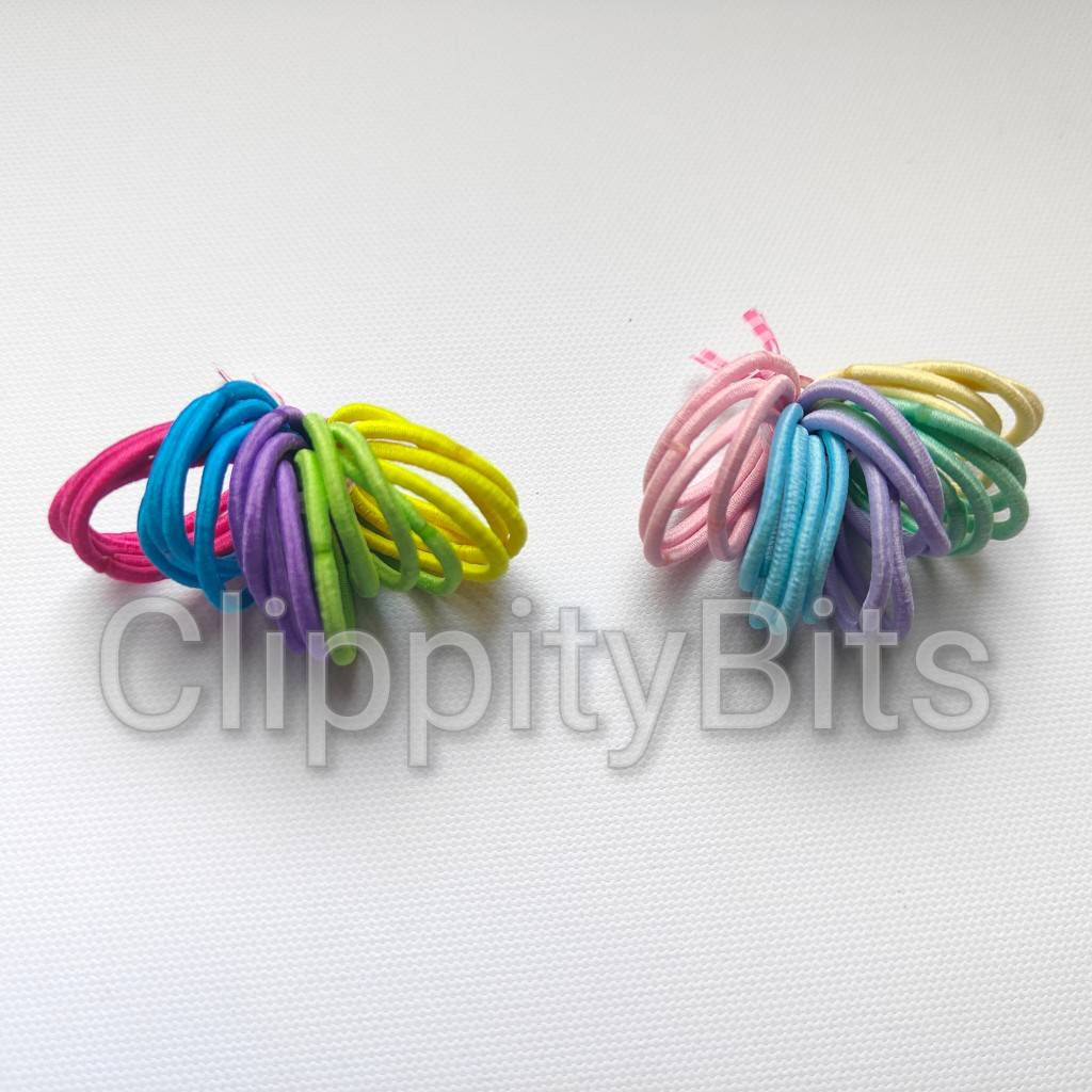 Tiny Baby Multi Coloured Endless Snag Free Elastic Bobbles (Pack of 20 ...